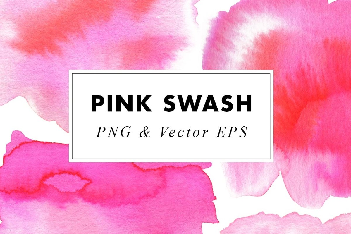 Watercolor Pink Swashes Textures Clip Art PNG & Vector EPS