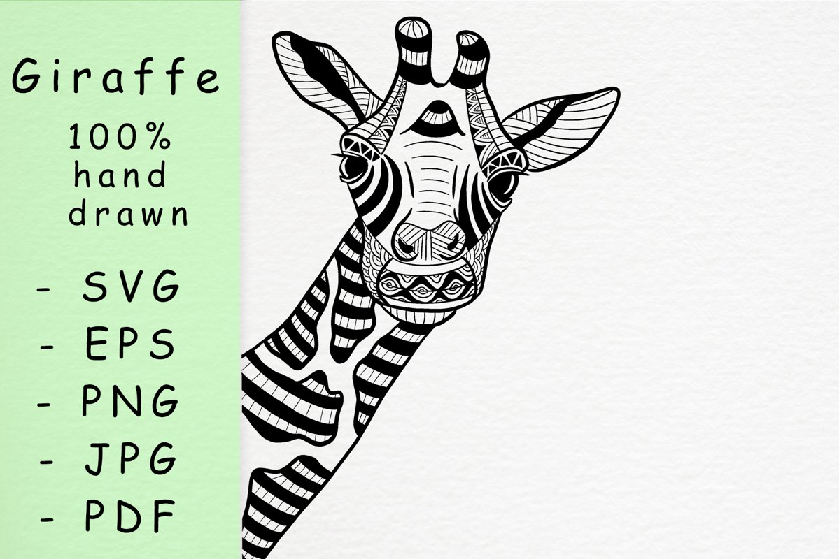 Hand drawn giraffe head with patterns