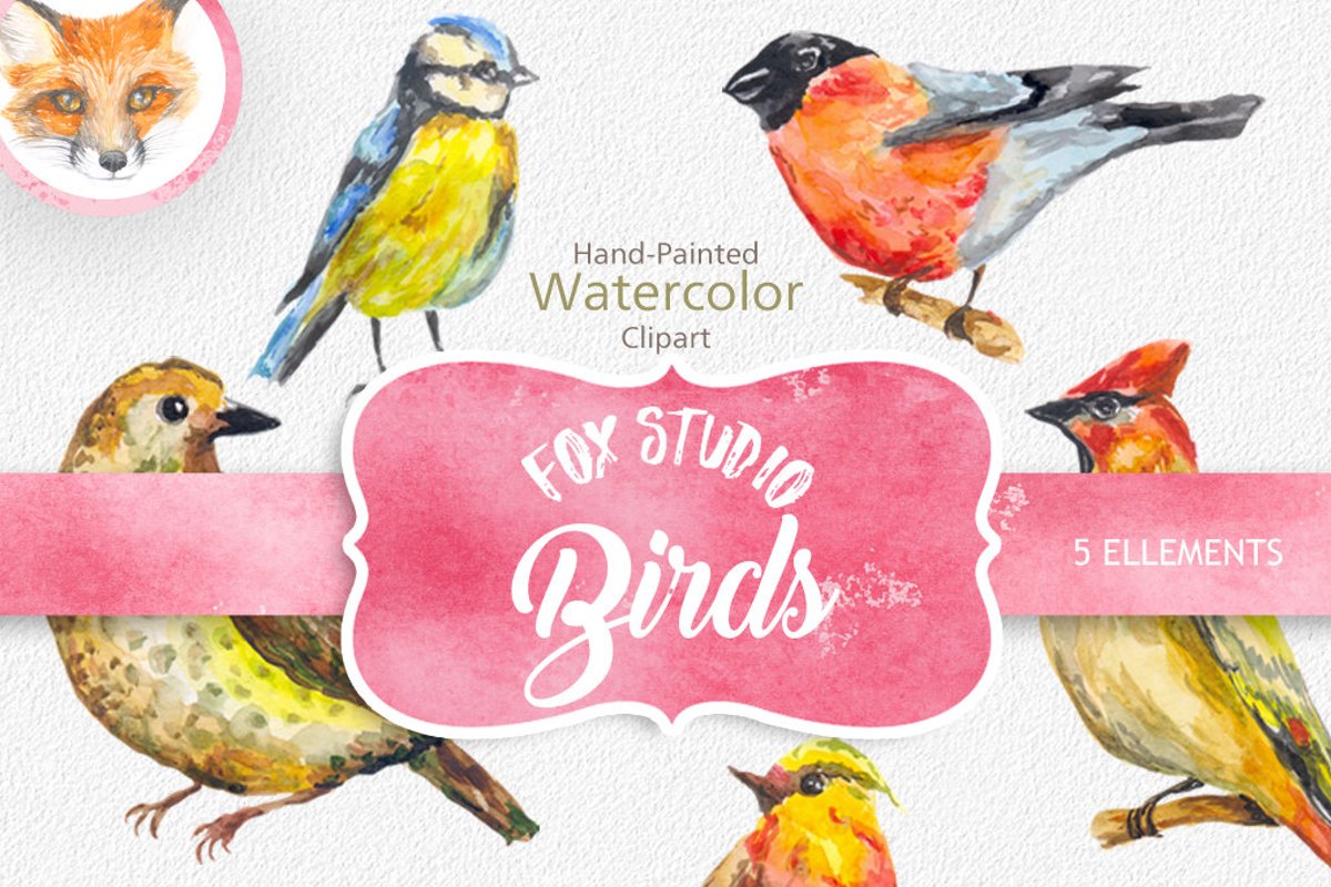 Digital Watercolor Birds Clip Art (305500) | Illustrations | Design Bundles