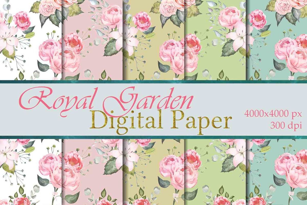 Royal Garden Floral Digital Paper Seamless pattern (574317 ...