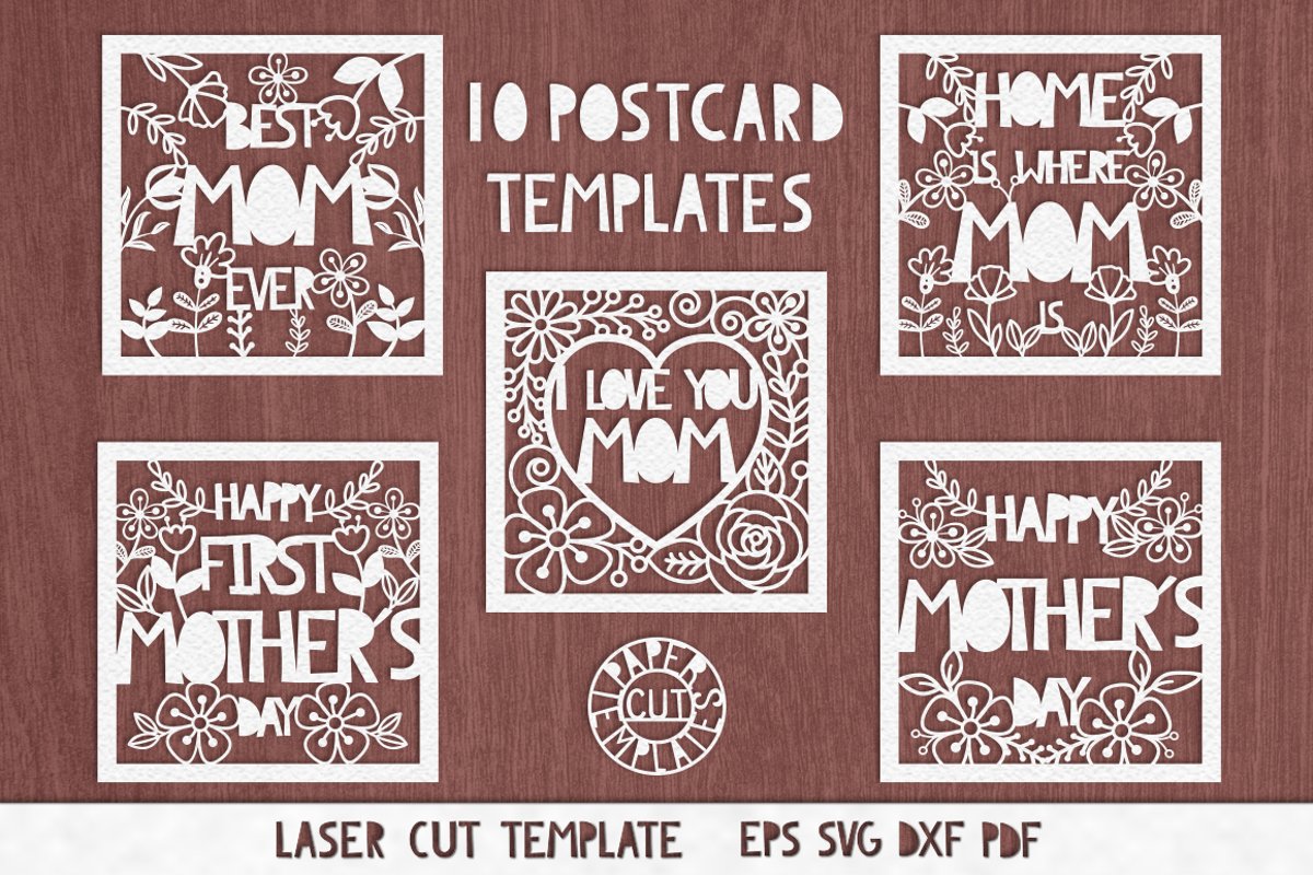 Mother's day card templates for laser cutting. Card making. (424921 ...