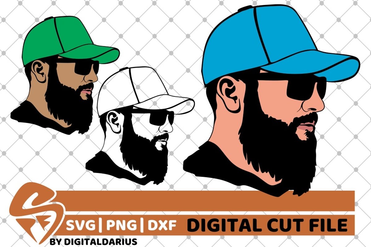 3x Beard Man with Cap svg, American svg, Hipster svg, Daddy (477073 ...