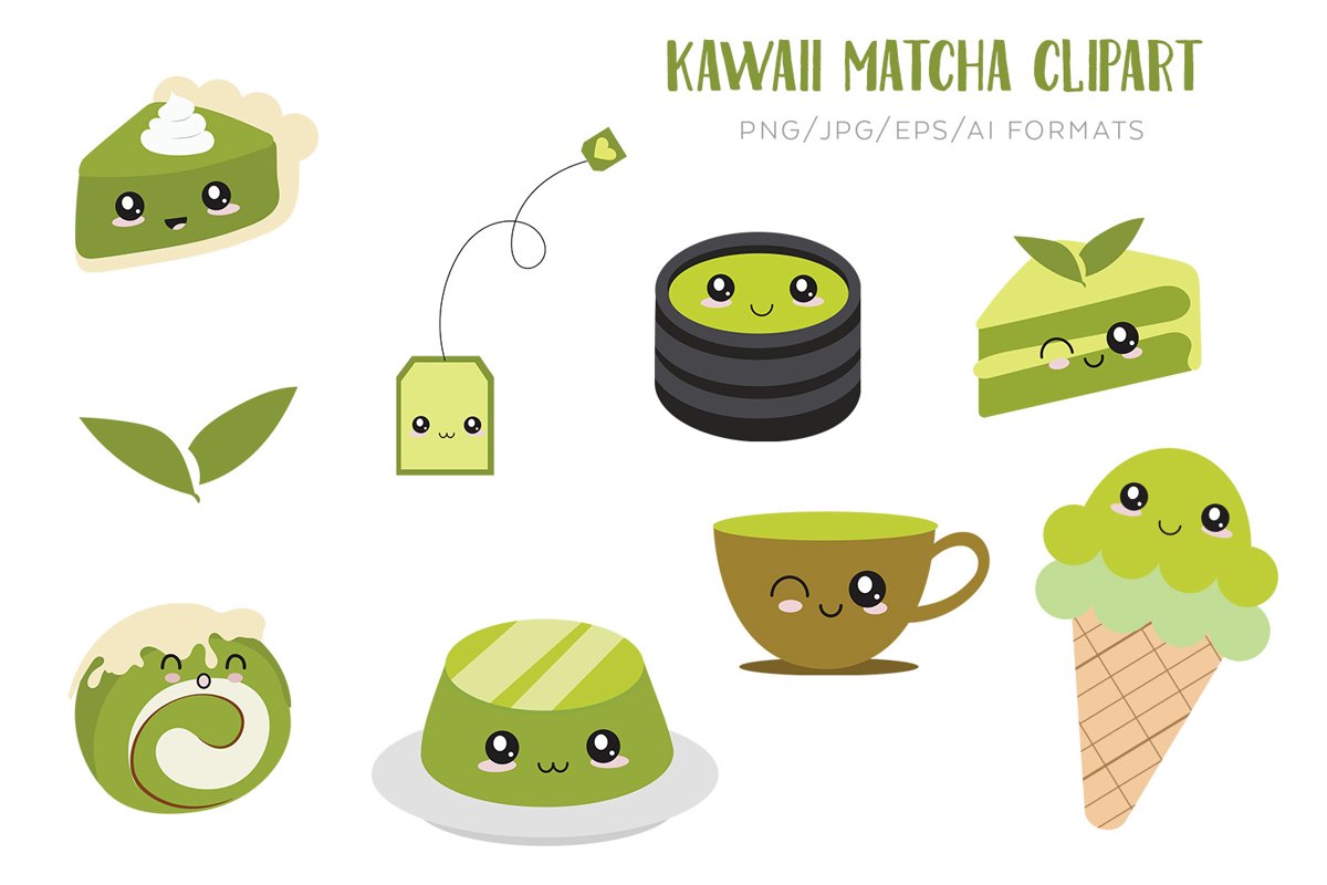 Kawaii matcha vector clipart