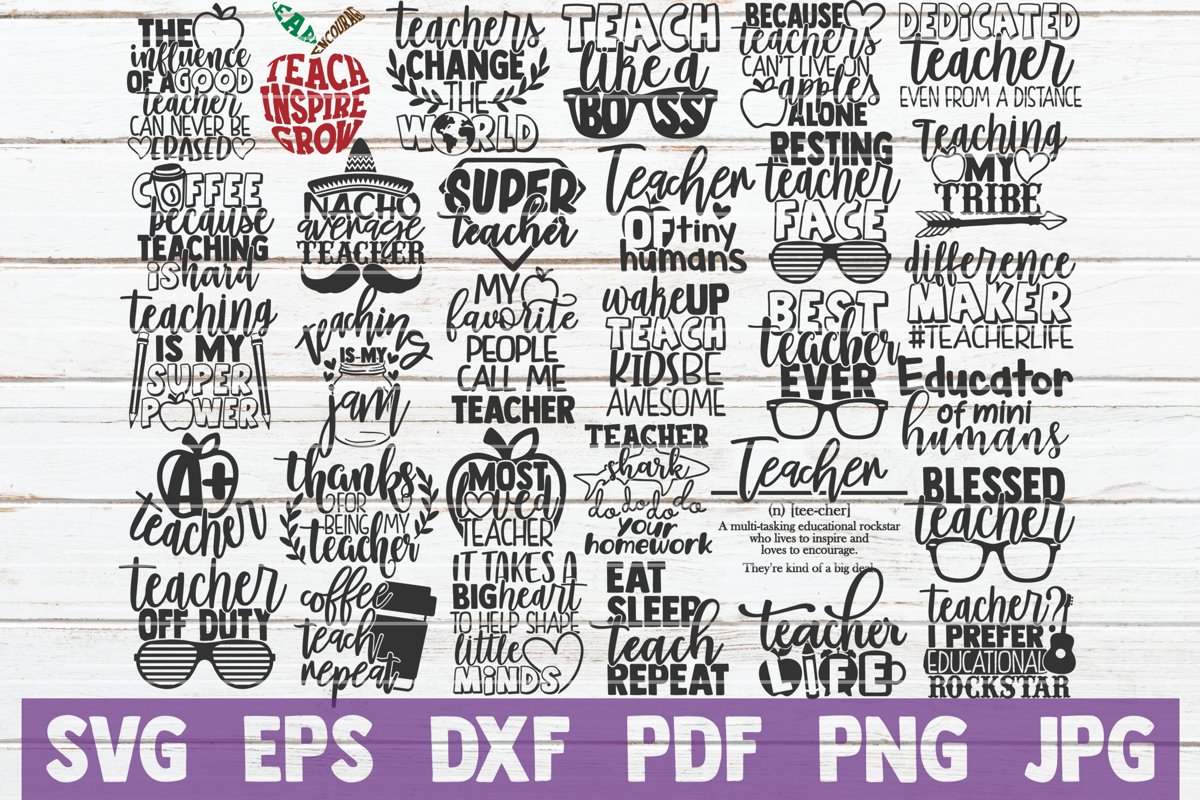 Teacher SVG Bundle | Teaching SVG cut files (247297) | Cut Files ...