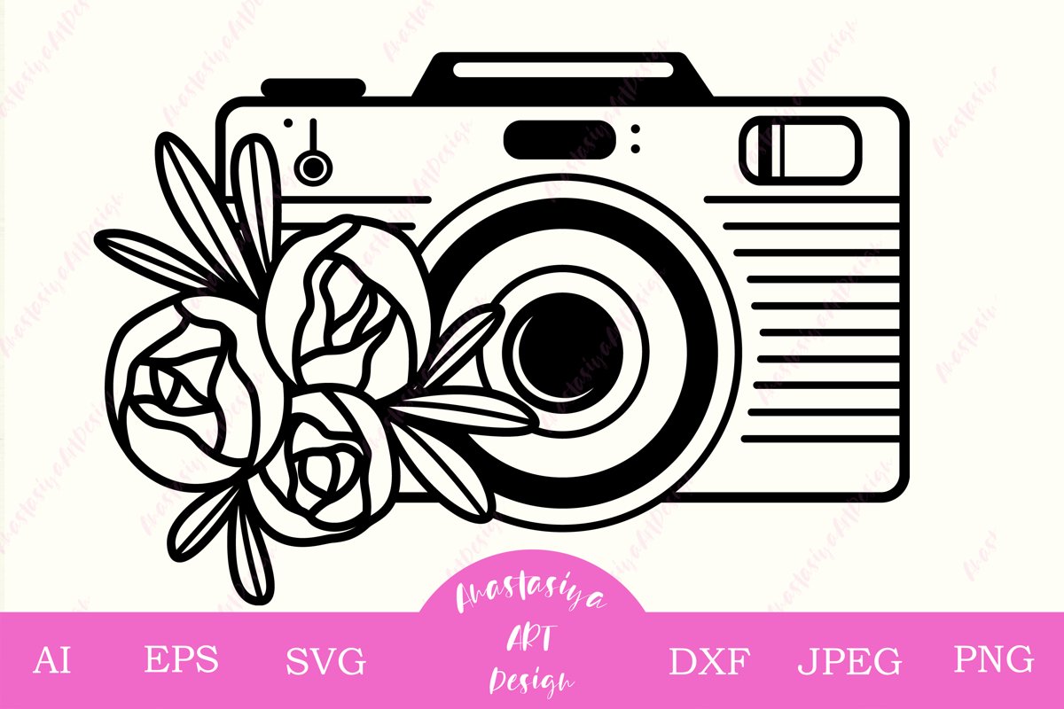 Floral camera, Photographer, Camera and roses silhouette (556237) | Cut ...