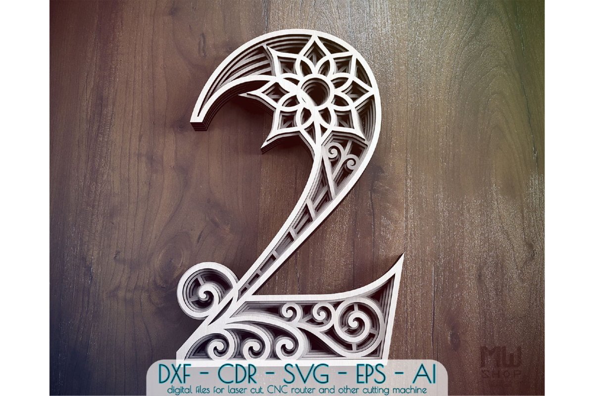 Layered Number 2, Multilayer Number 2 pattern, Number 2 SVG (579615 ...