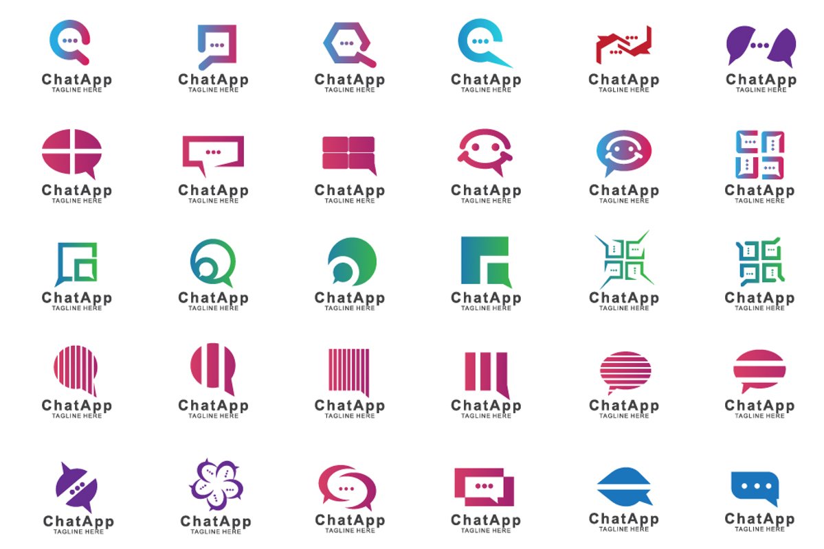 set of chat app logo design (551049) | Logos | Design Bundles