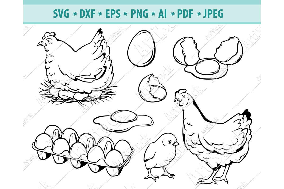 Chicken Svg, Chicken eggs Svg, Farm animals Png, Dxf, Eps (626692 ...