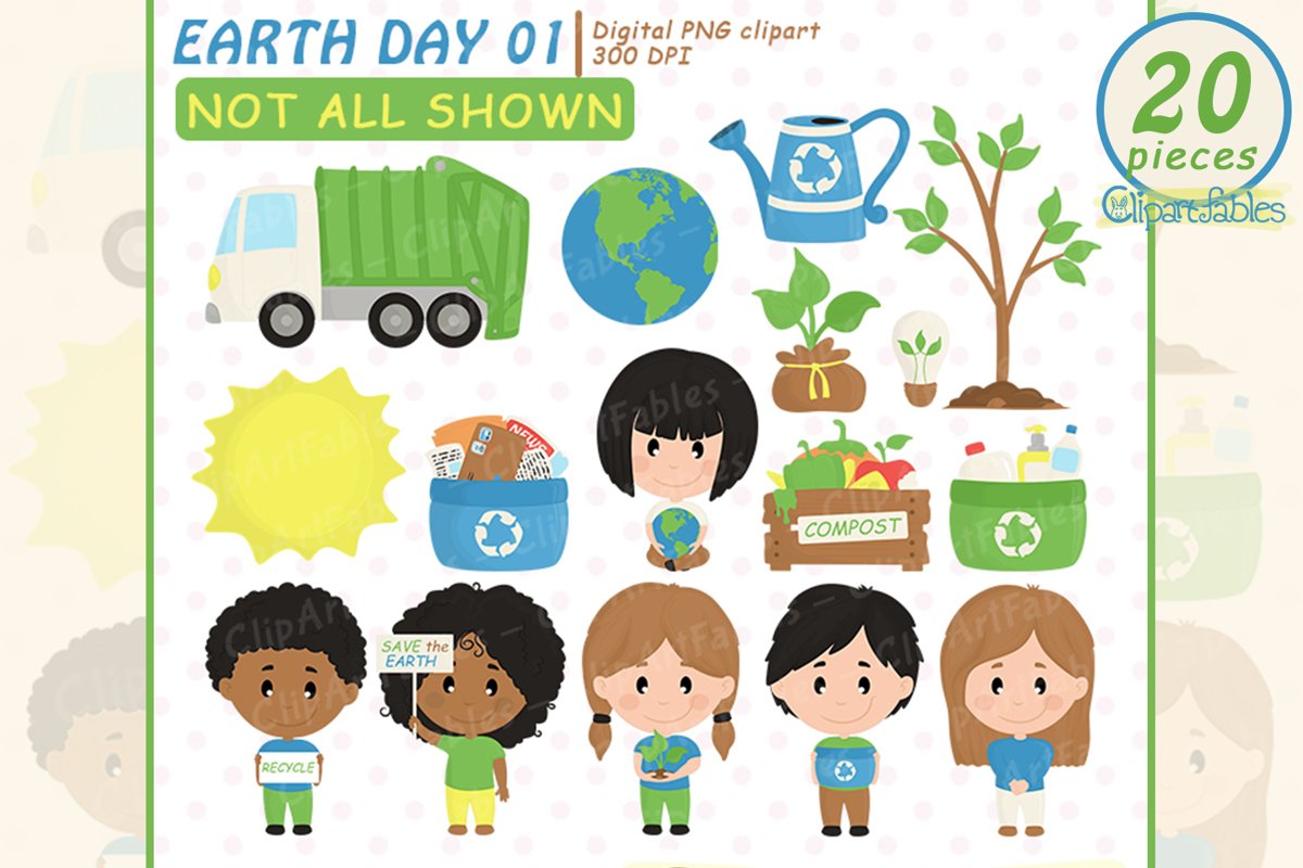Cute EARTH DAY clipart, Recycling, Save the Earth clip art (523830 ...