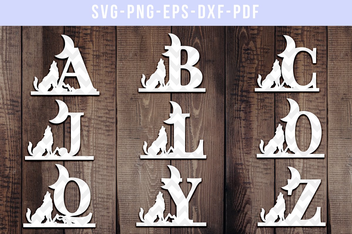 Bundle Of 26 A-Z Wolf Alphabet Paper Cut Templates, SVG, DXF