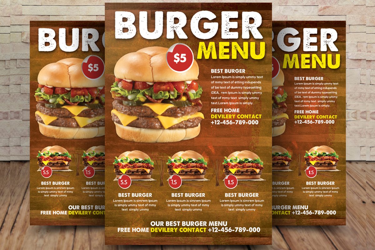 Burger Restaurant Menu 544778 Flyers Design Bundles