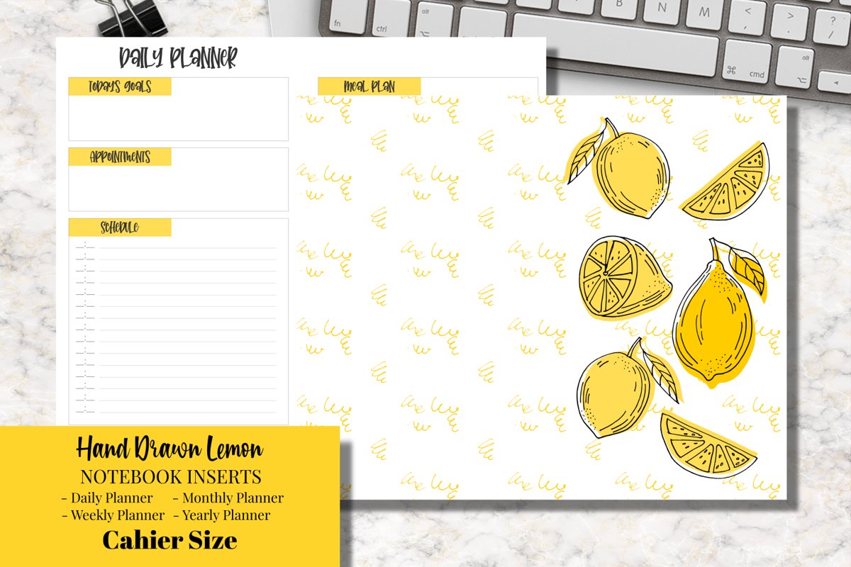 Hand Drawn Lemon Cahier Size Notebook Inserts Planners