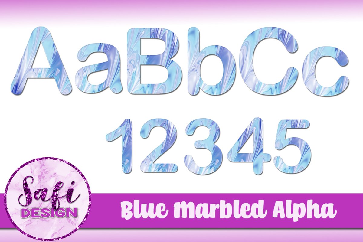 Blue Marbled Alphabet Clip Art (557926) | Elements | Design Bundles