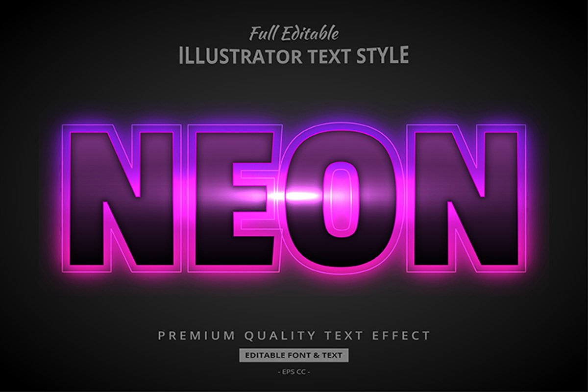 Neon Glow 3D Illustrator Text Style Effect