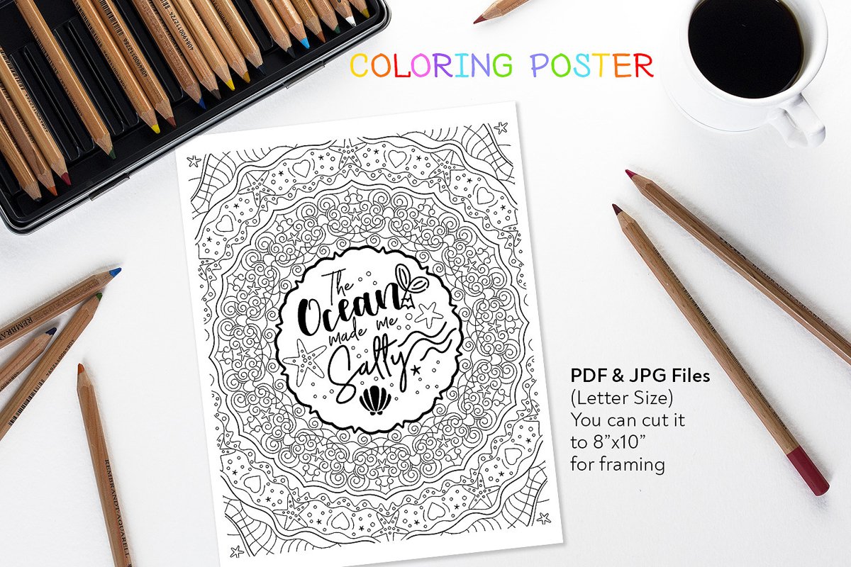 The Ocean Made me Salty - Coloring Page (561720) | Coloring Pages ...