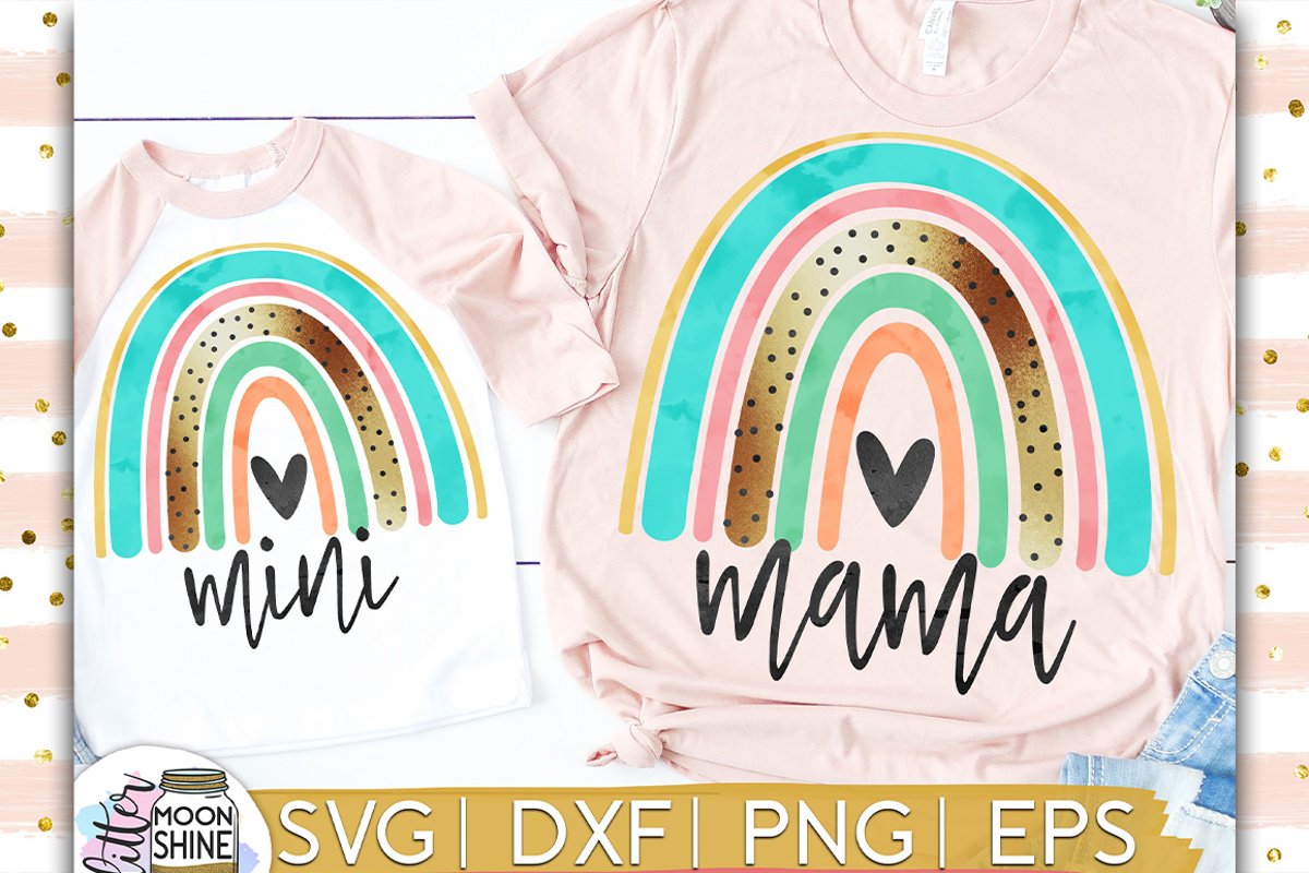 Mama & Mini Rainbows Set of 2 SVG DXF PNG EPS (581396) | SVGs | Design ...