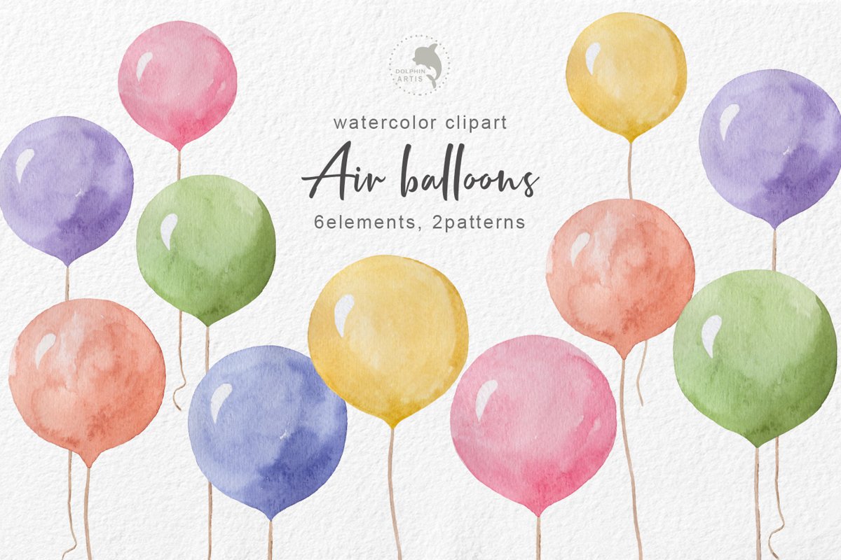 Watercolor balloons (556001) | Elements | Design Bundles