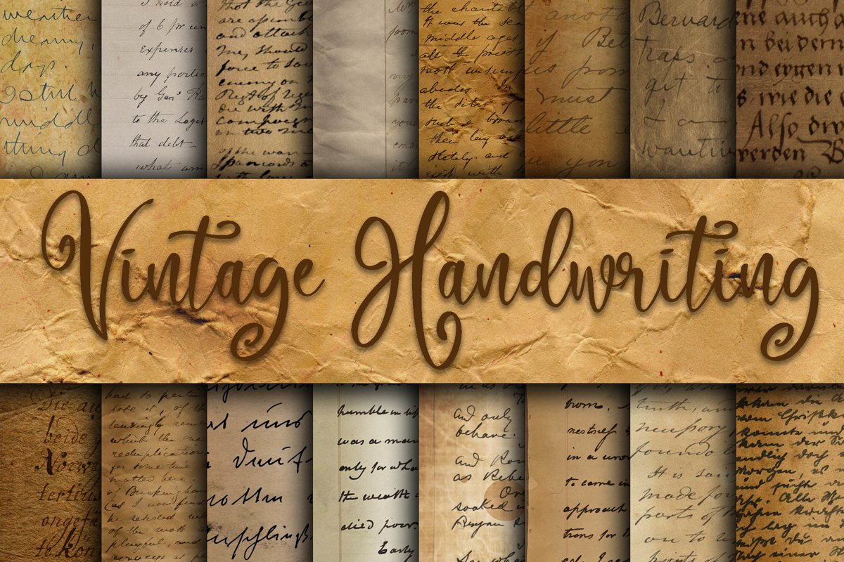 Vintage Handwriting Digital Paper Textures (437428) | Textures | Design ...