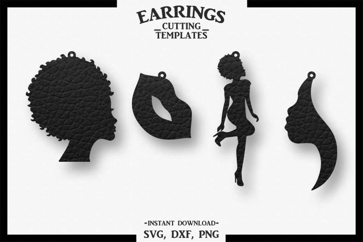 Afro Lady Earrings, Lip Earrings ,Cut File, SVG DXF PNG (510514) | Cut ...