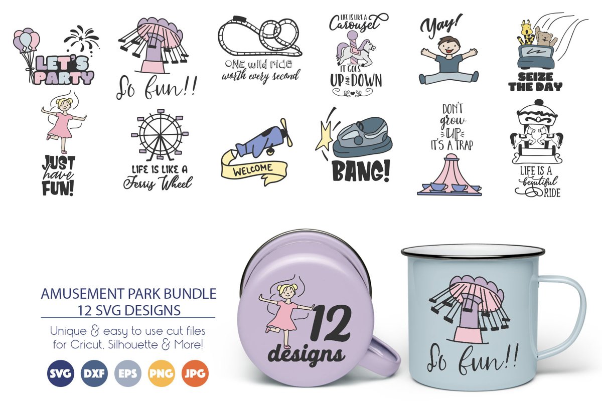 Amusement Park SVG Bundle | Roller Coaster SVG