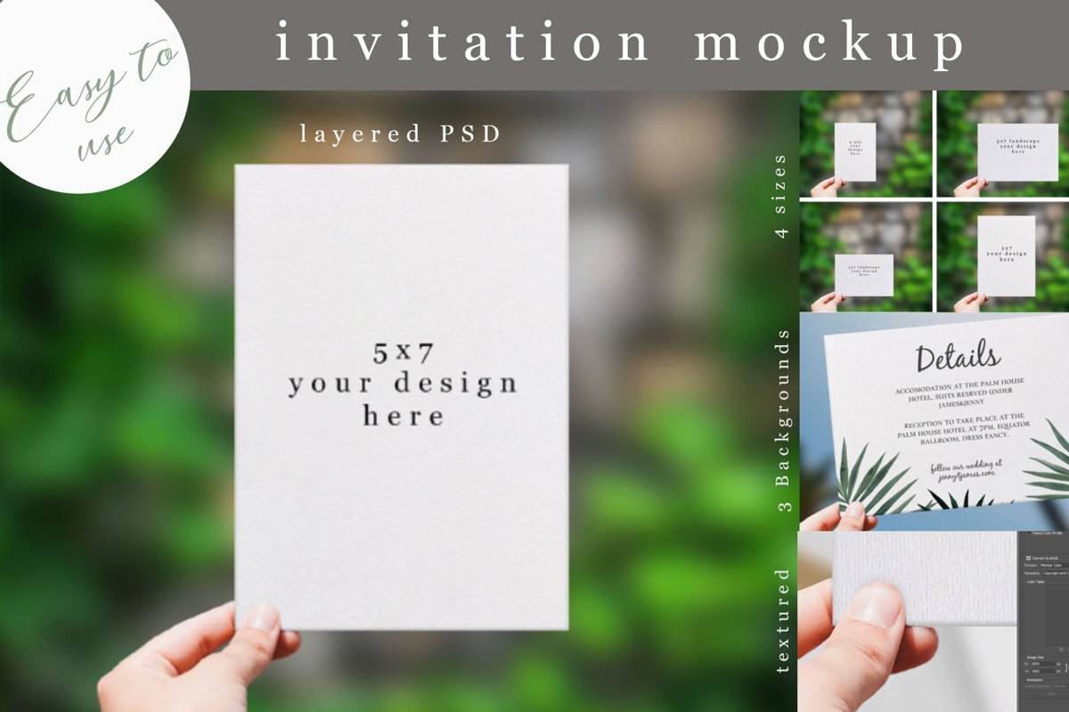 Invitation Mockup 4 sizes. Realistic PSD mockup (550596) | Occasions ...