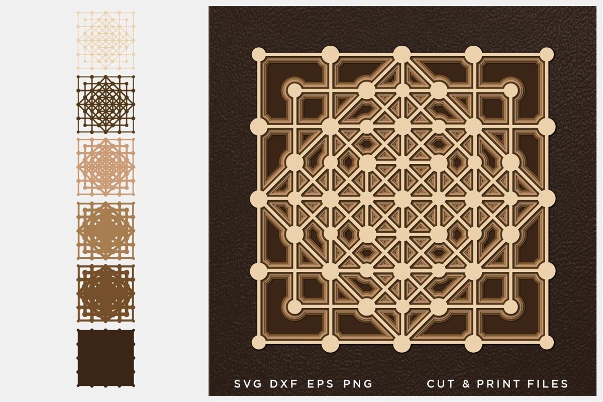 Sacred geometry SVG, 3D Geometry, Cut multilayer Mandala, (788829 ...