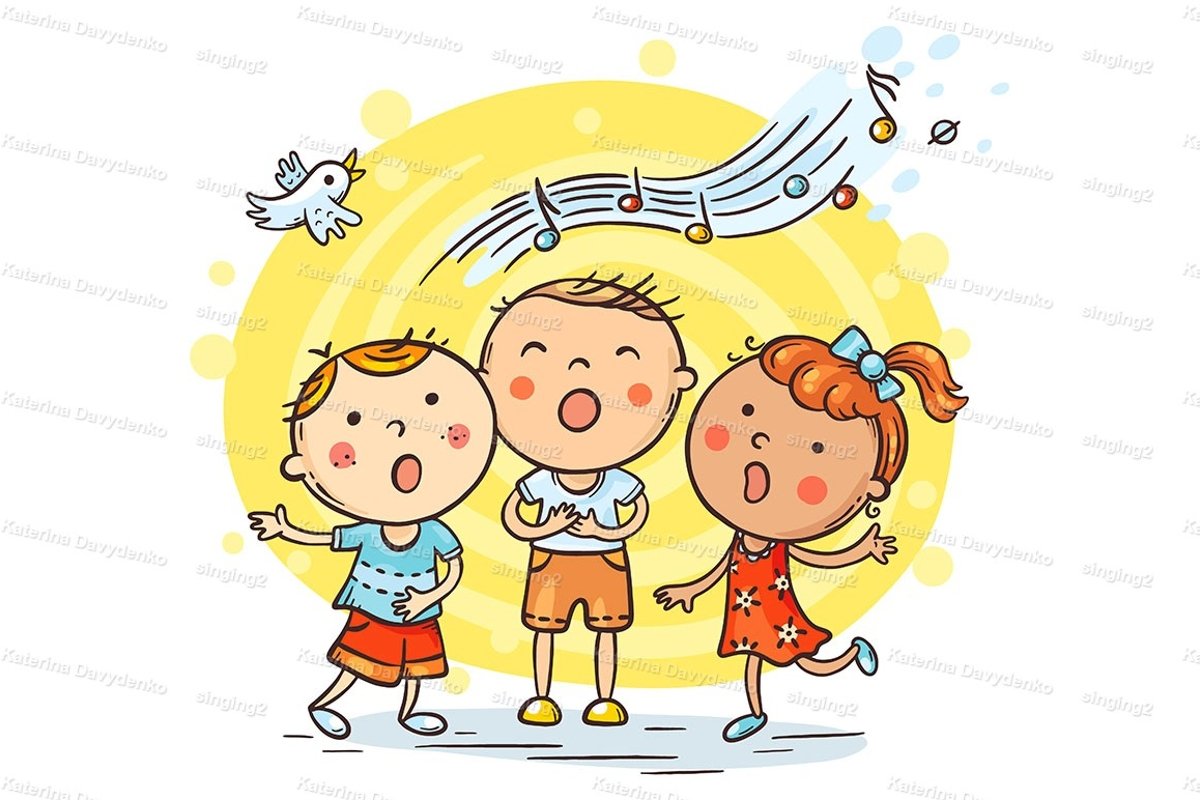 Kids singing together, variant with cartoon hands (511048 ...