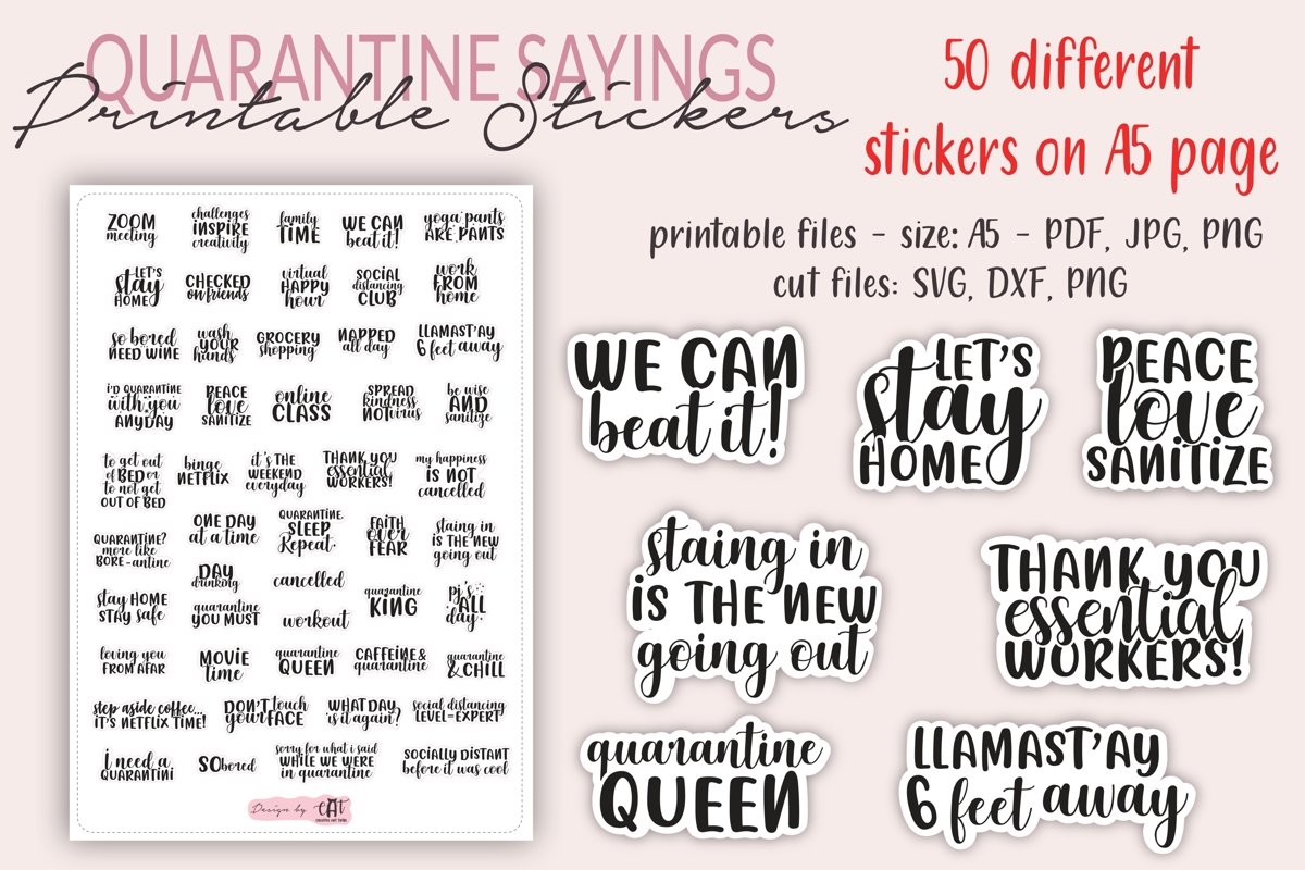 Quarantine Sayings, Quarantine Quotes, Printable Stickers (563660 ...