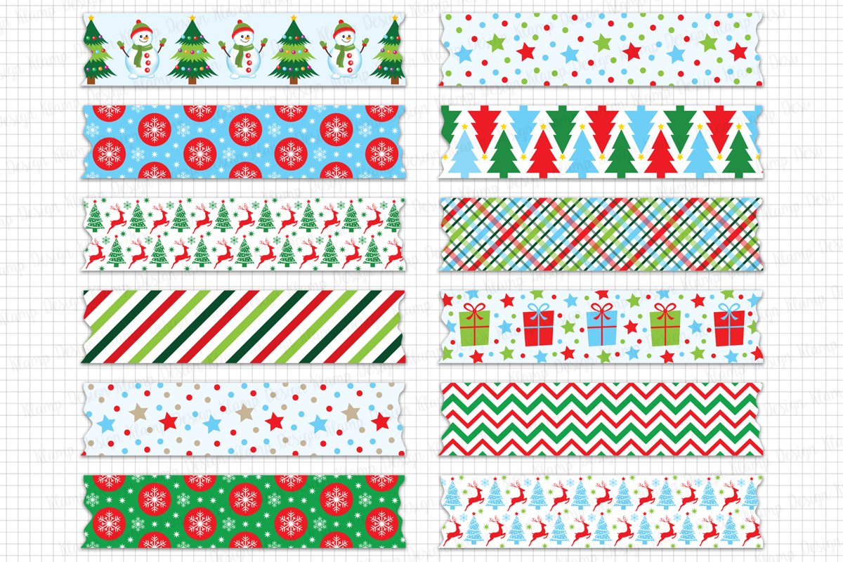 Christmas Washi Tape Clipart, Christmas Graphics (44876 ...