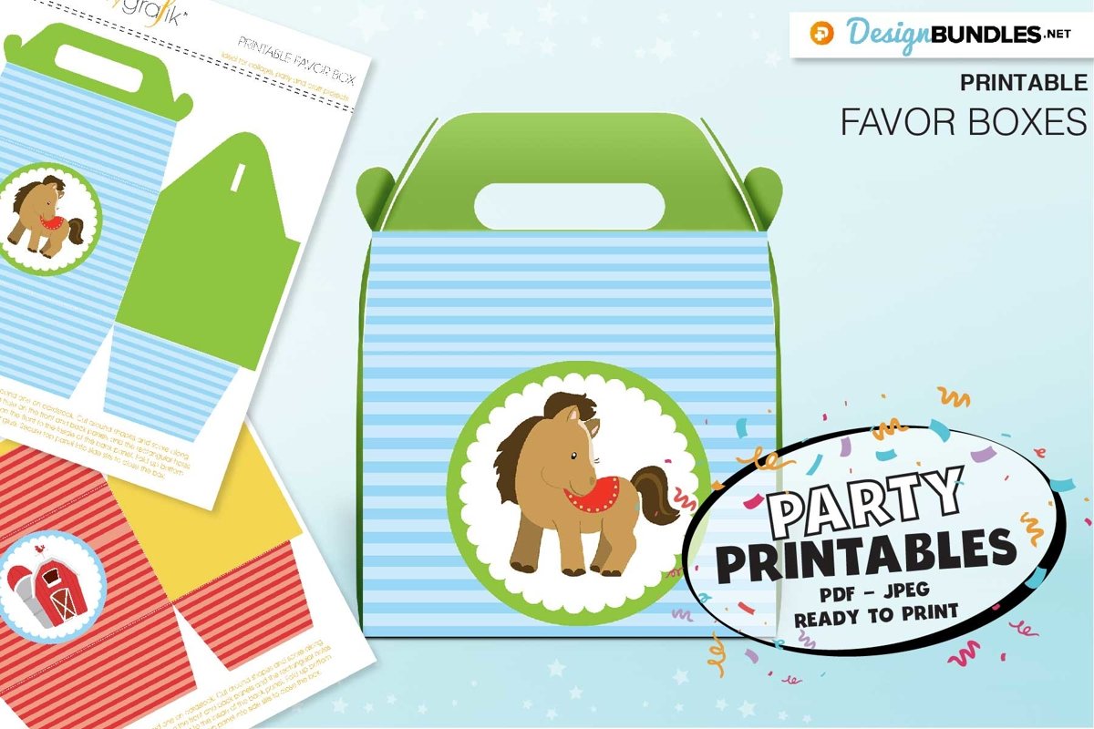 Printable Farm animals favor box - Printable Party