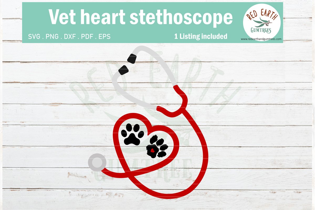 Vet doctor and nurse heart stethoscope SVG, pet cat dog paw (476624 ...