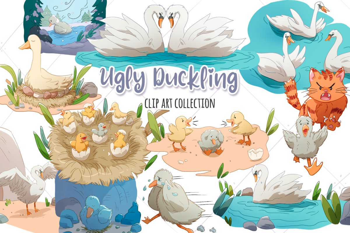 Ugly Duckling Clip Art Collection (540807) | Illustrations | Design Bundles