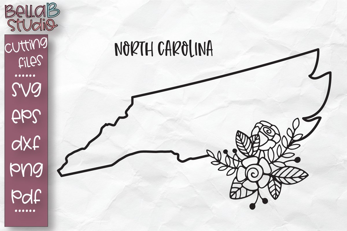 North Carolina State SVG, NC Floral State Map SVG File (304945) | SVGs ...