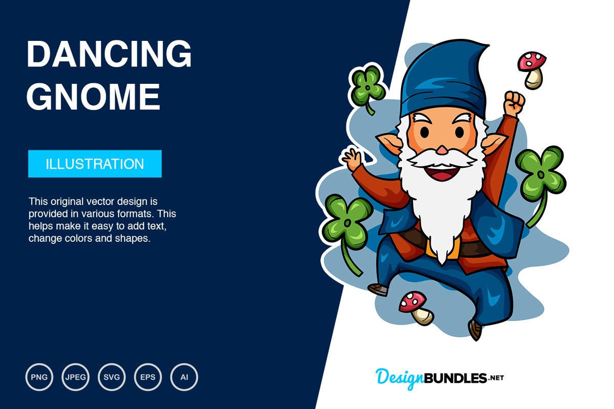 Dancing Gnome Vector Illustration