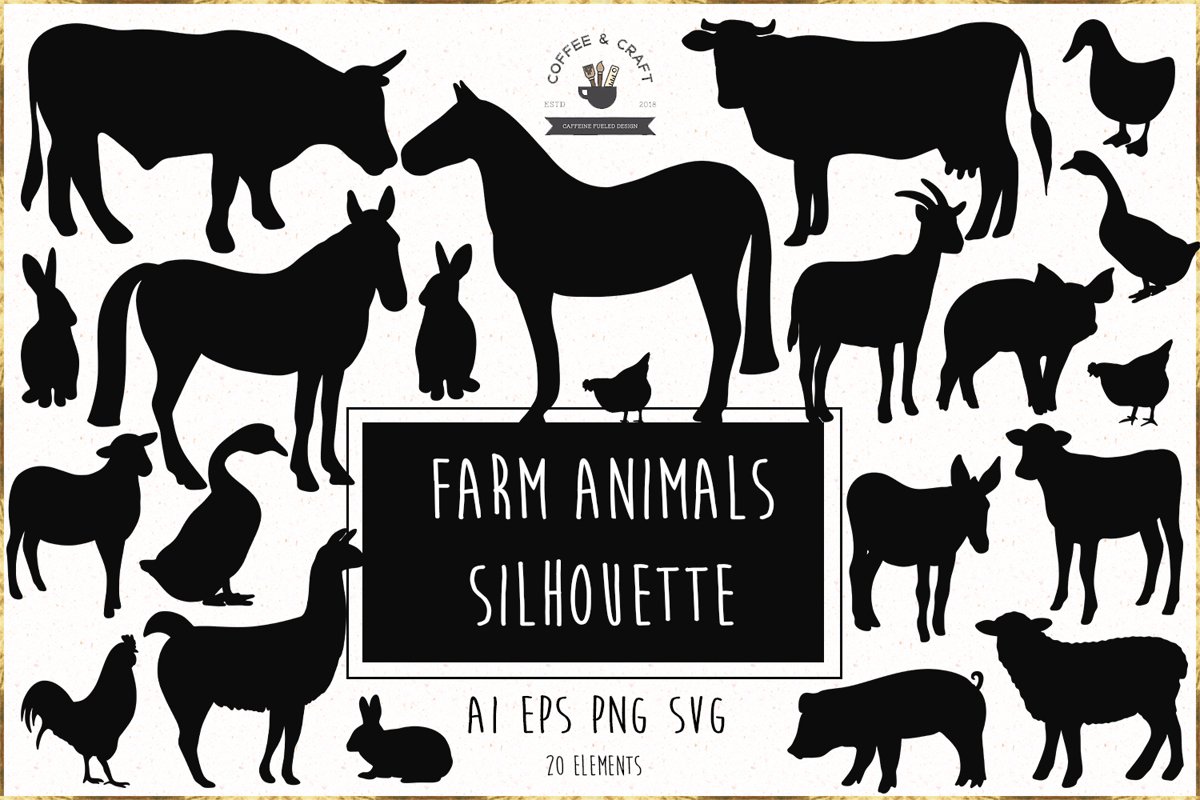 Farm animals silhouette