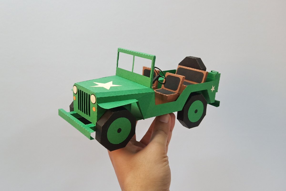 DIY Army Jeep - 3d papercraft (551462) | Paper Cutting | Design Bundles