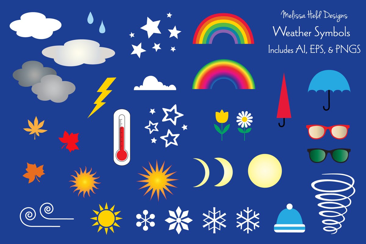 Weather Symbols (561314) | Illustrations | Design Bundles
