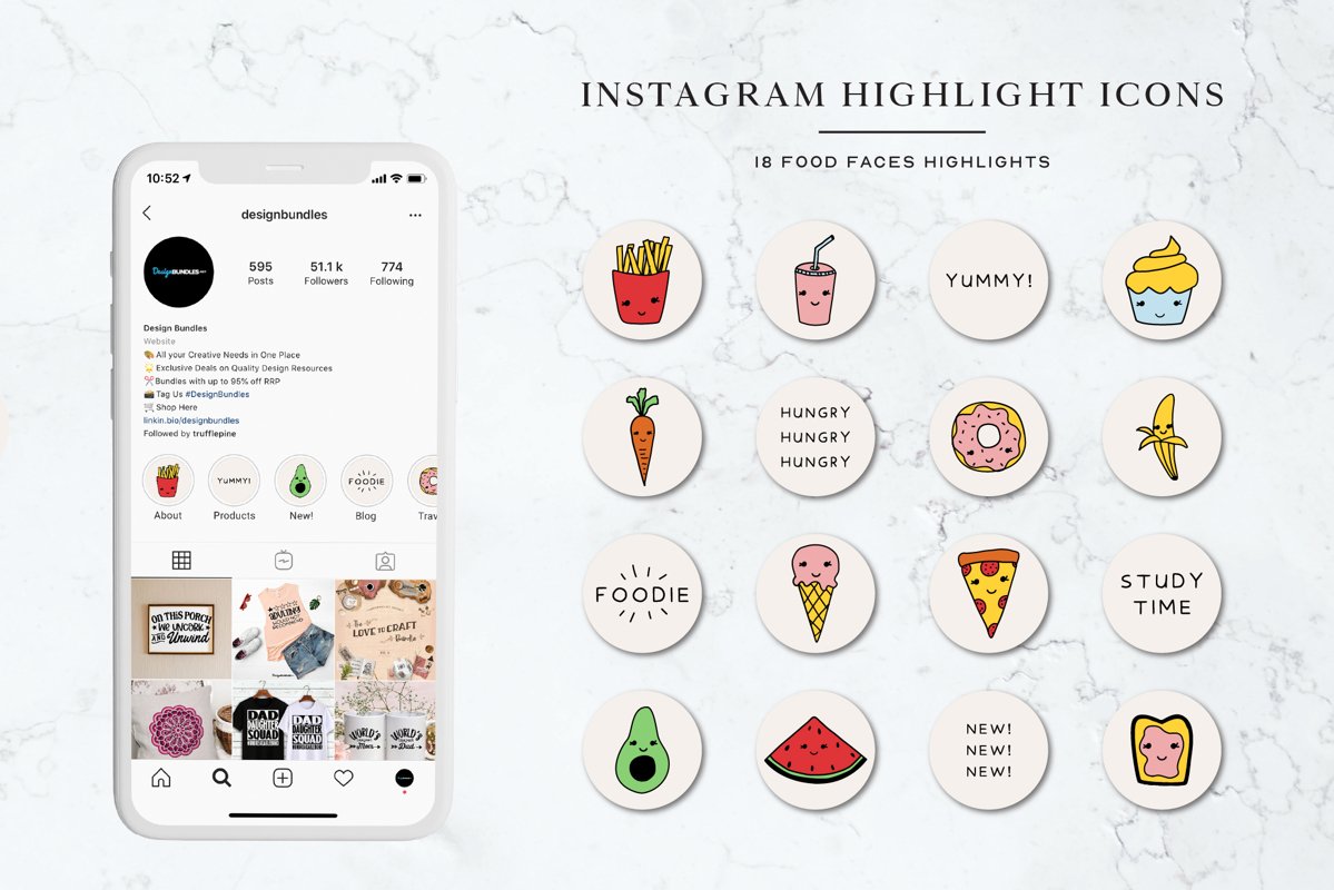 Foodie Instagram Highlights Icons | Instagram Stories