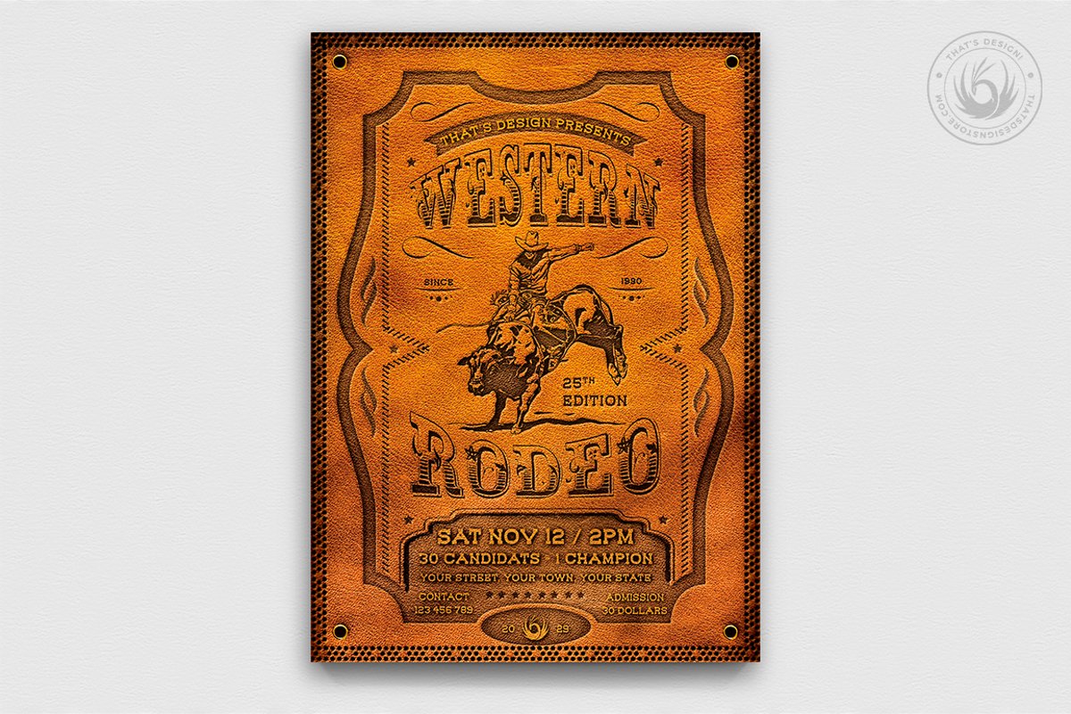 Western Rodeo Flyer Template V1 (21493) | Flyers | Design Bundles