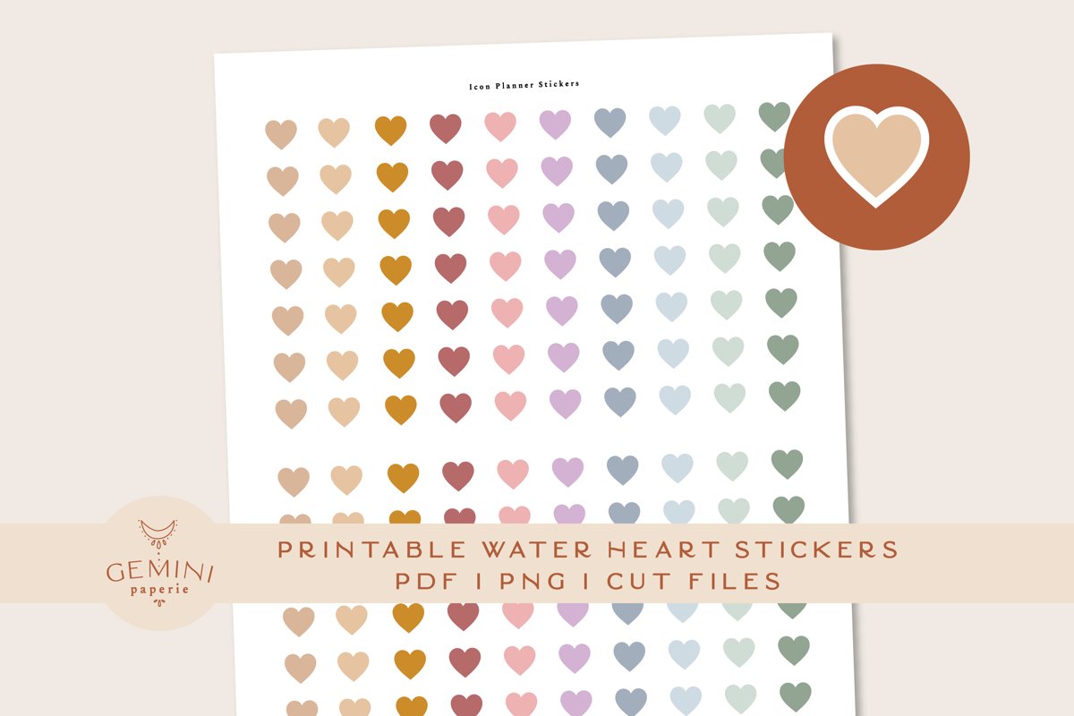 Heart Icon printable Stickers (581337) | Printables | Design Bundles