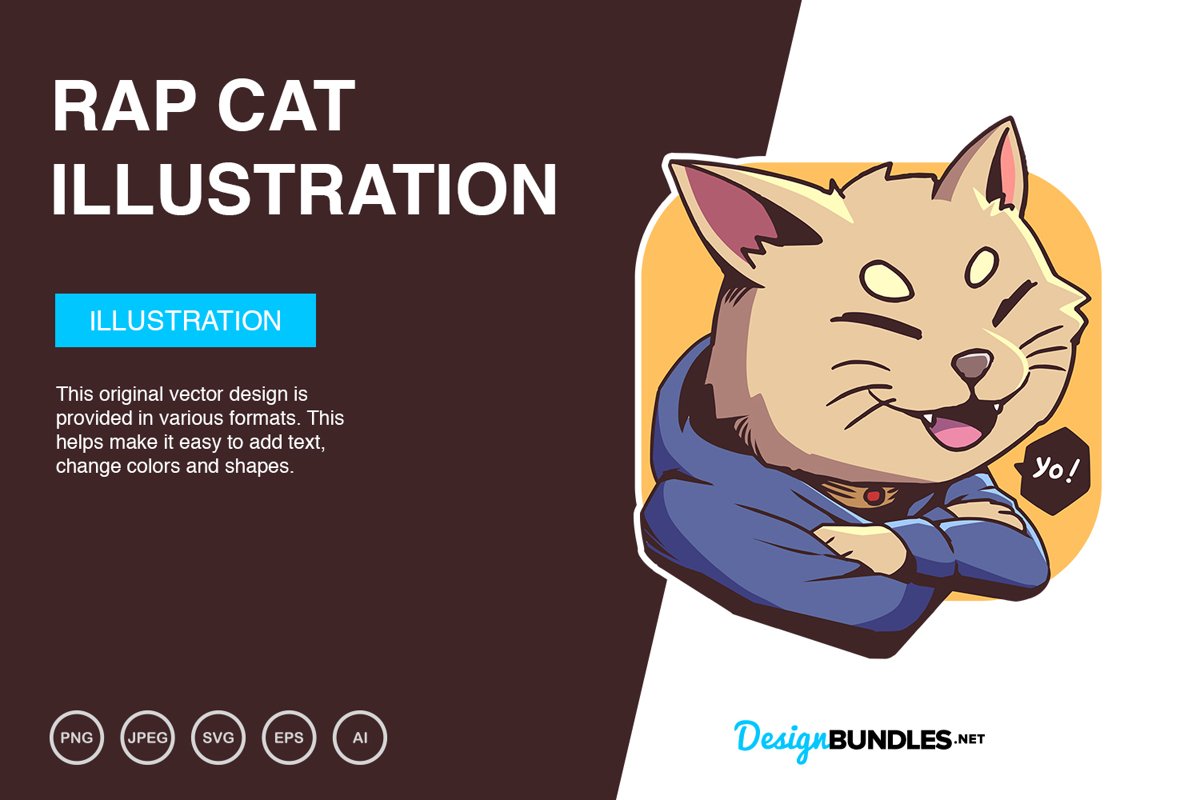 Rap Cat Vector Illustration