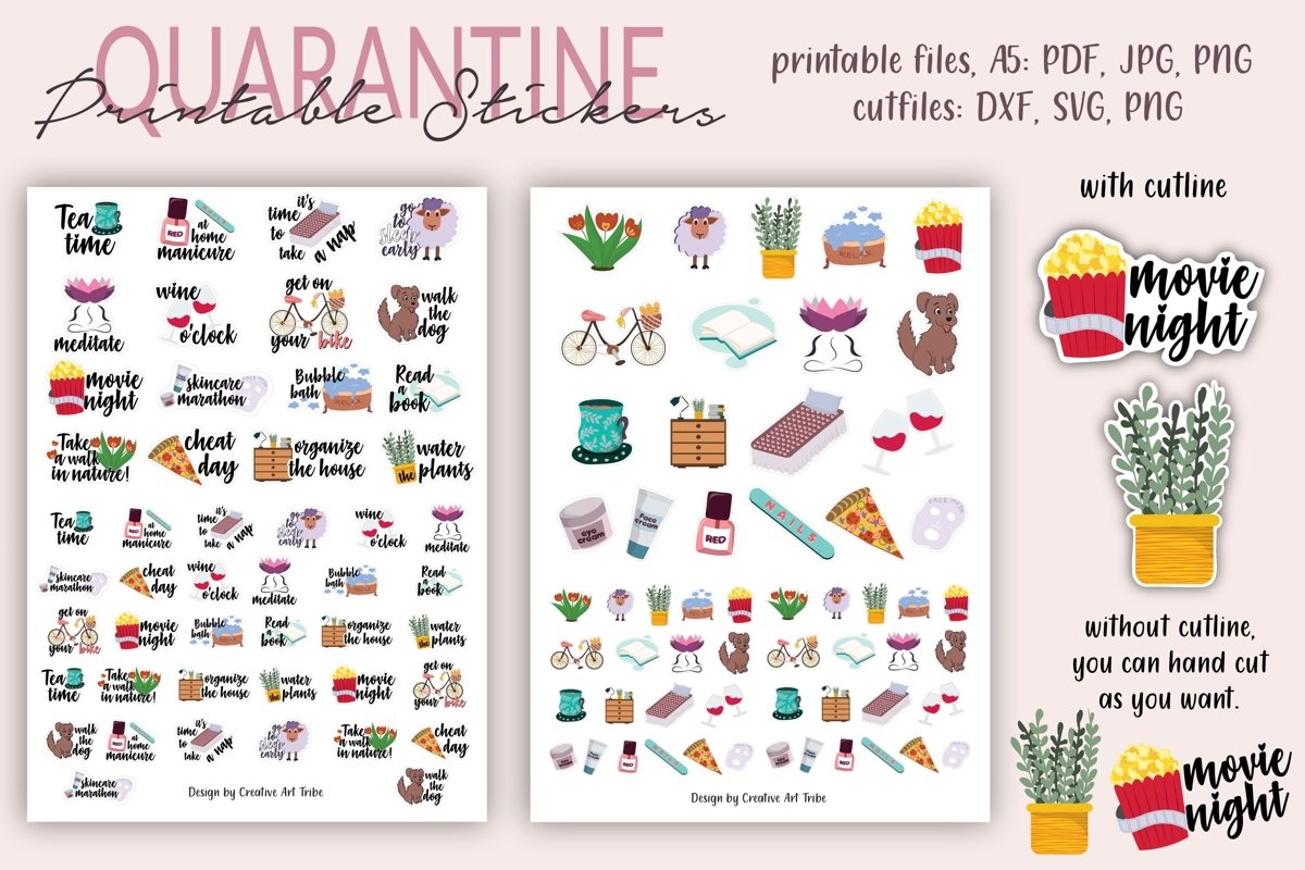 Quarantine Stickers, Stickers Set, Planner Stickers, cutfile (560637 ...