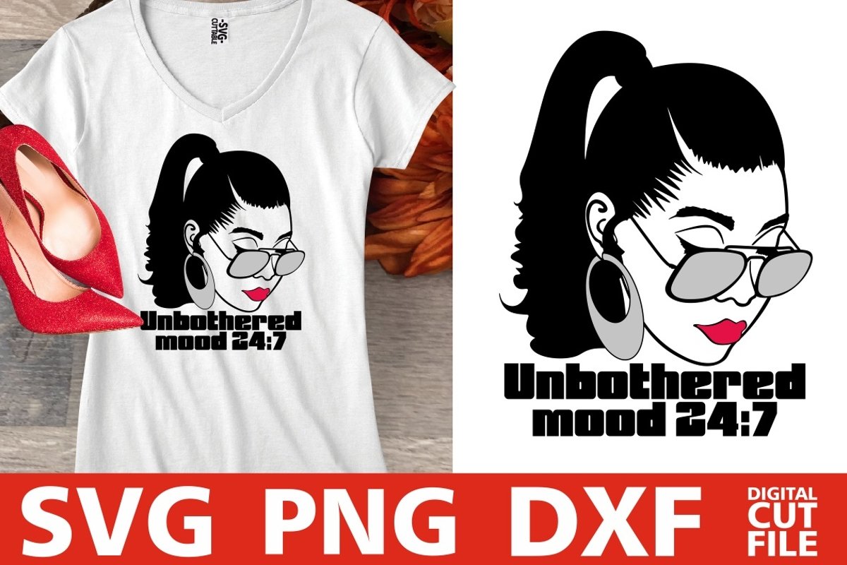 Unbothered svg, Mood svg, Woman in Glasses svg, Ponytail svg (581025 ...