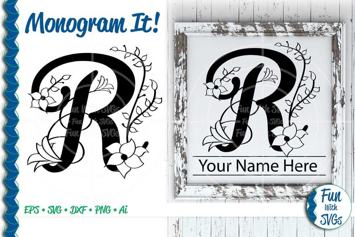 SVG Monogram Letter R, Vector, Cut File, Clip Art, FWS367 (322345 ...