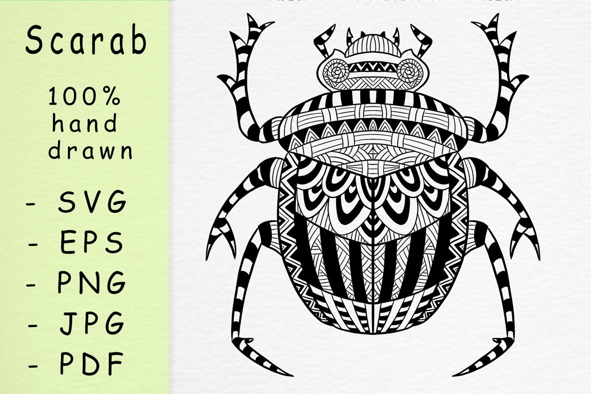 Hand drawn scarab with patterns