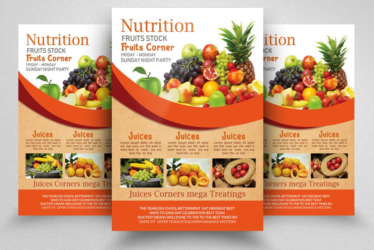 Fresh Fruits Corner Flyer Template (414046) | Flyers | Design Bundles
