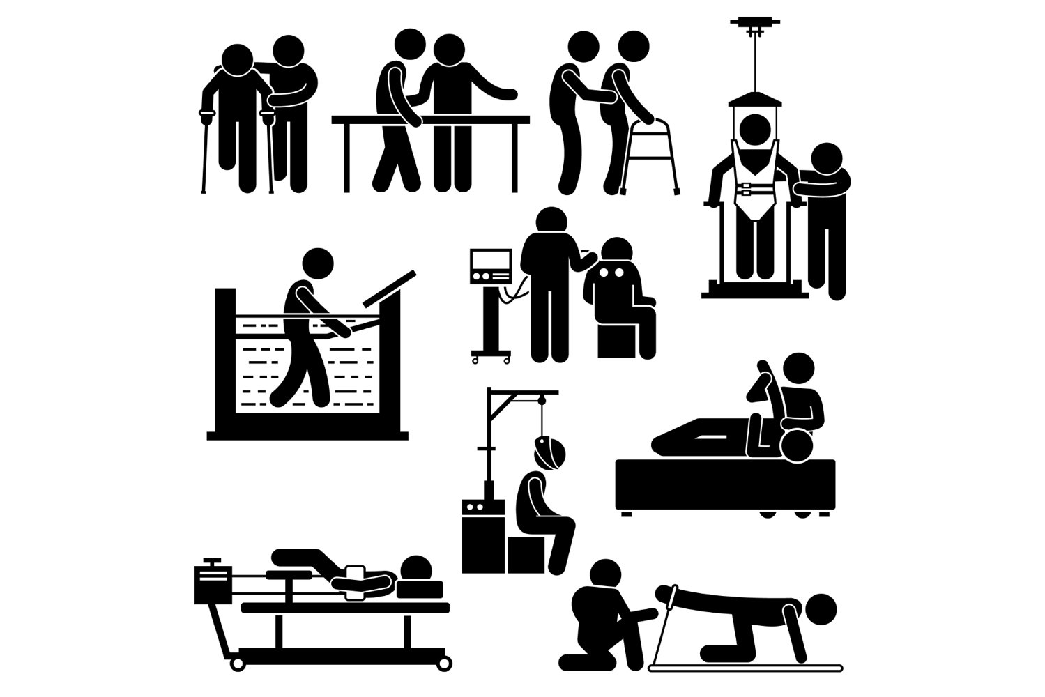 Physio Physiotherapy and Rehabilitation Treatment Pictogram (749244 ...