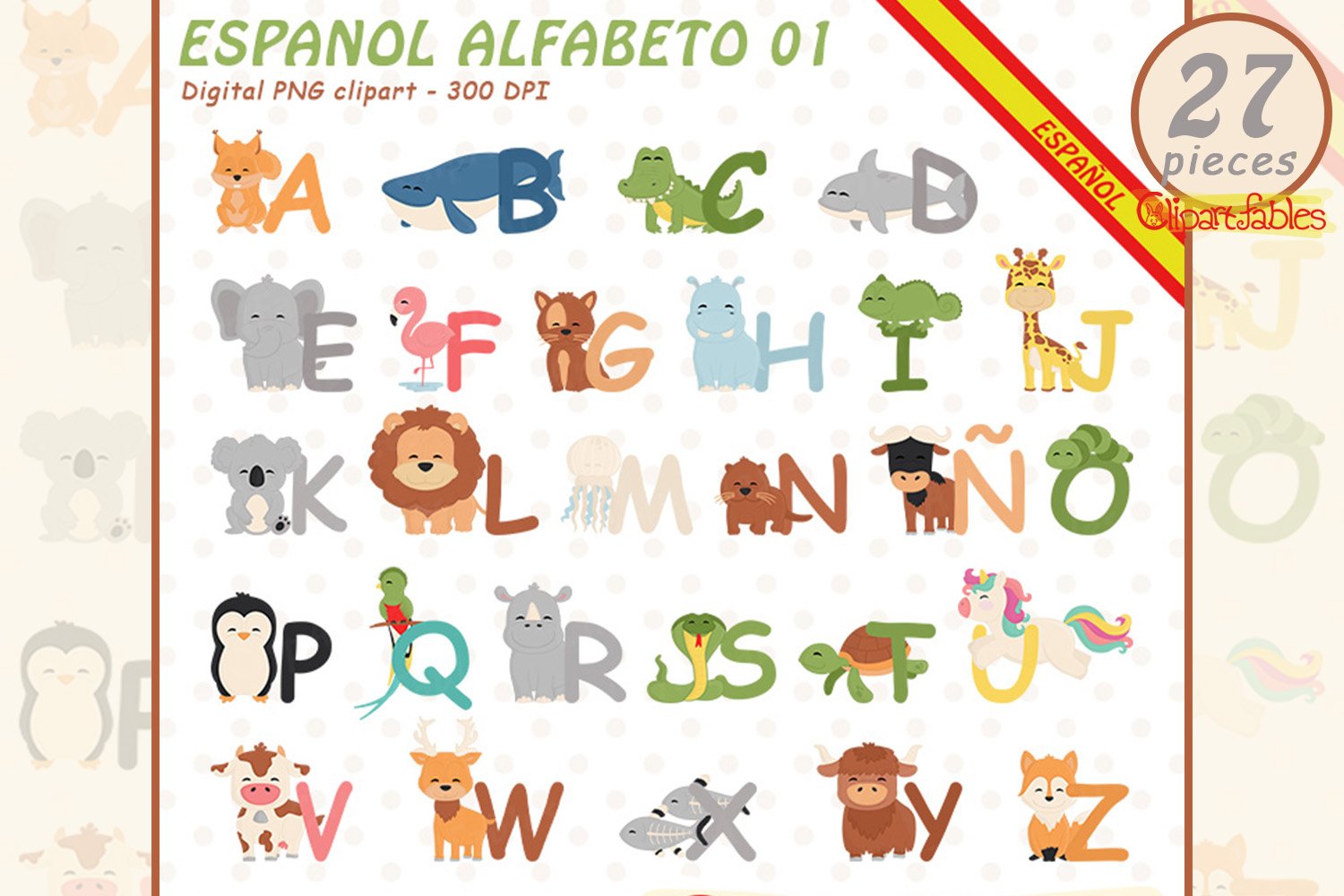 ESPANOL ANIMAL ALFABETO clipart, Spanish ABC, Kids education (1171275 ...