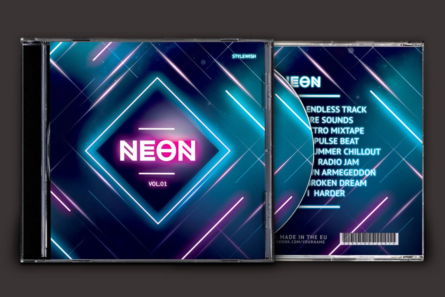 Neon CD Cover Artwork (83367) | Branding | Design Bundles