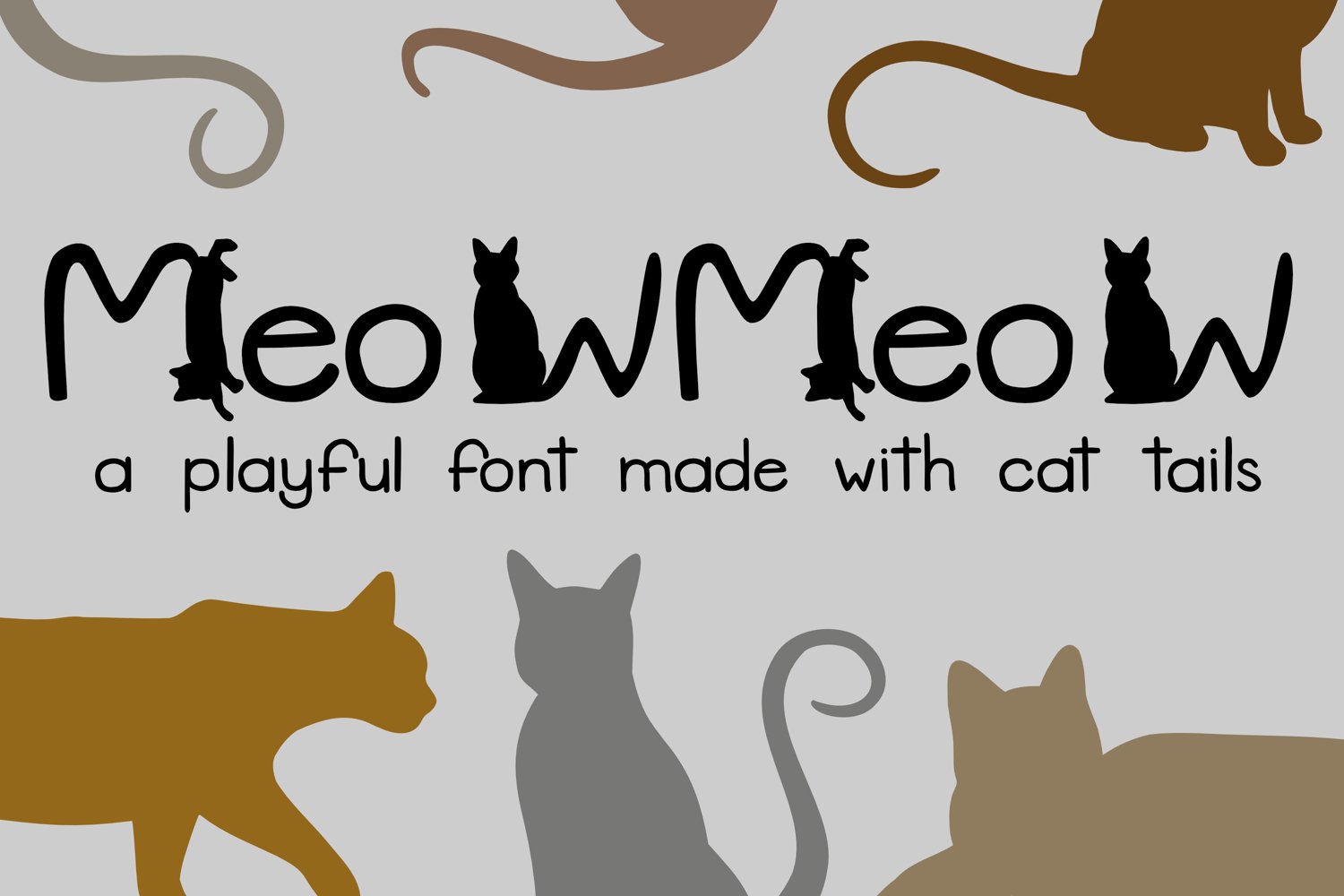 Meow Meow - A Playful Font Made with Cat Tails (1179342) | Themed ...